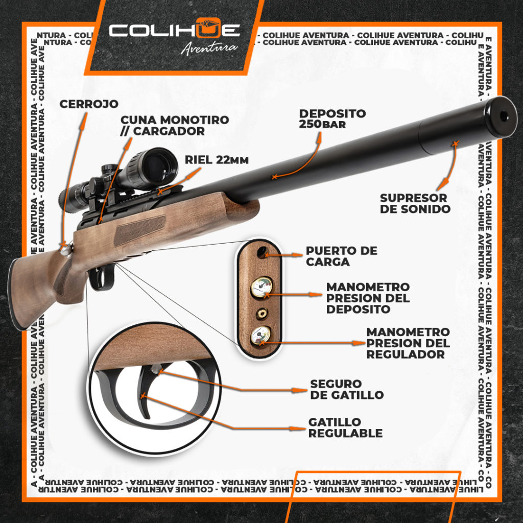 Rifle PCP Fox M30 Plus + Inflador + mira Discovery 3-9x40 + Funda ...